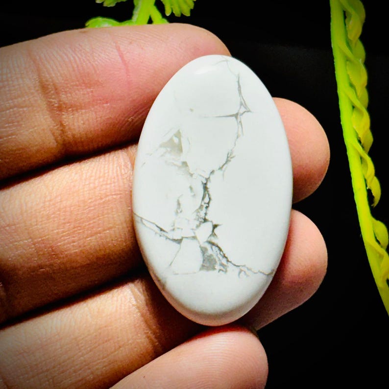 42 Cts Natural Howlite Cabochon Gemstone - Oval - 35x22x6mm | Jewelry ...