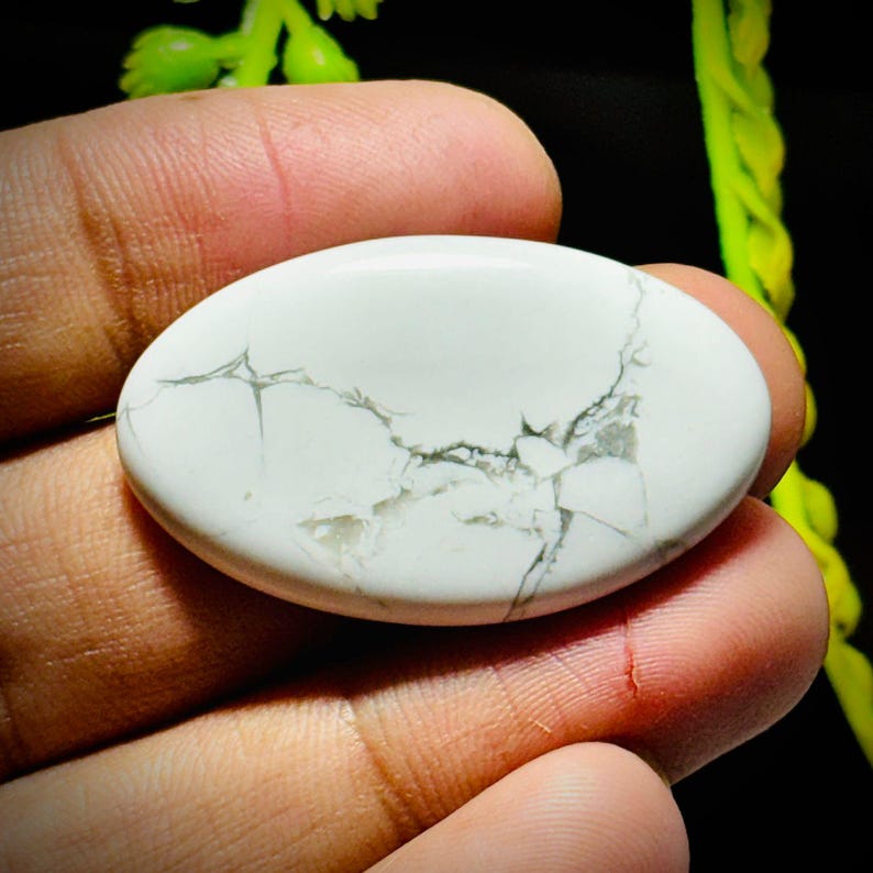 42 Cts Natural Howlite Cabochon Gemstone - Oval - 35x22x6mm | Jewelry ...