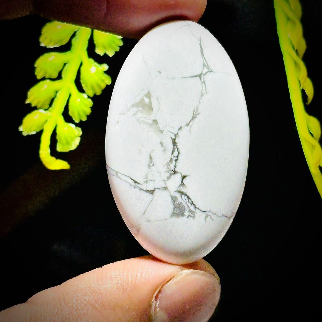 42 Cts Natural Howlite Cabochon Gemstone - Oval - 35x22x6mm | Jewelry ...