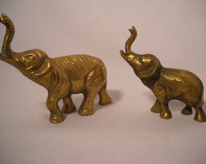 Vintage Brass Elephant Figurines Set of 2 - Etsy