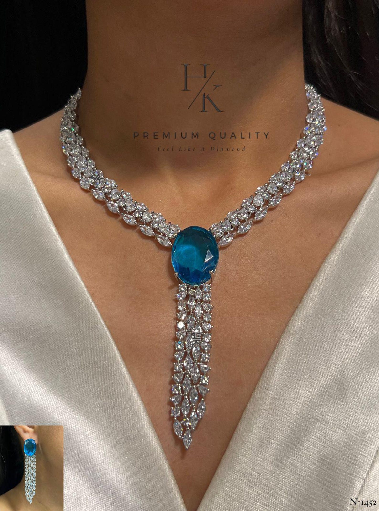 Pink Grand Emerald American Diamond CZ Statement Choker Set | Waterfall ...