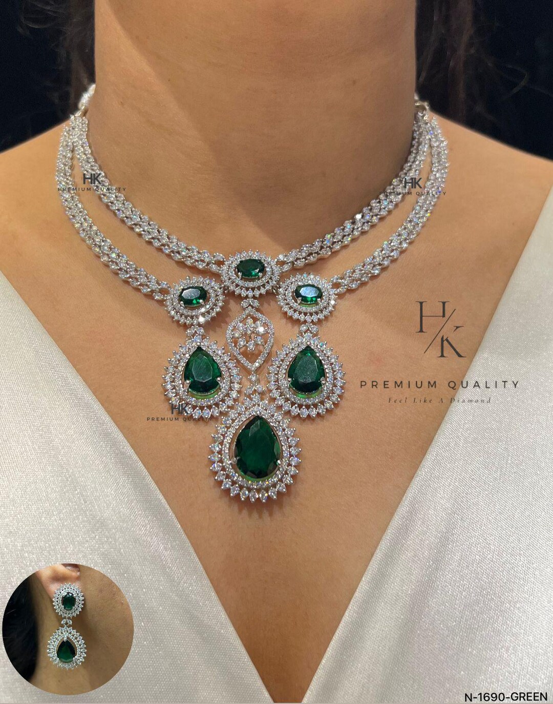 Bridal Necklace Set Crystal Necklace and Earrings Set Diamond Bridal ...