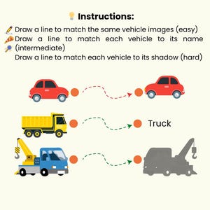 Printable Vehicle Matching Worksheets | Transportation Activities for ...