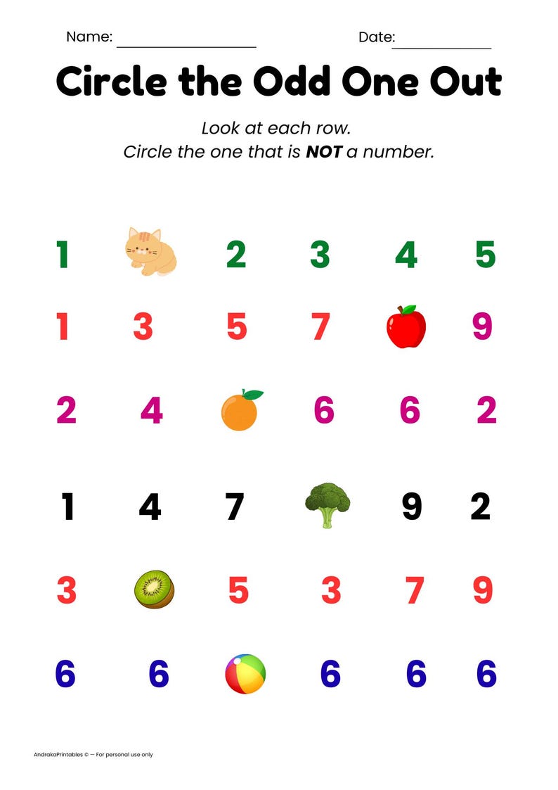 Number Matching Printable Worksheets: Preschool Math Activities (PDF ...