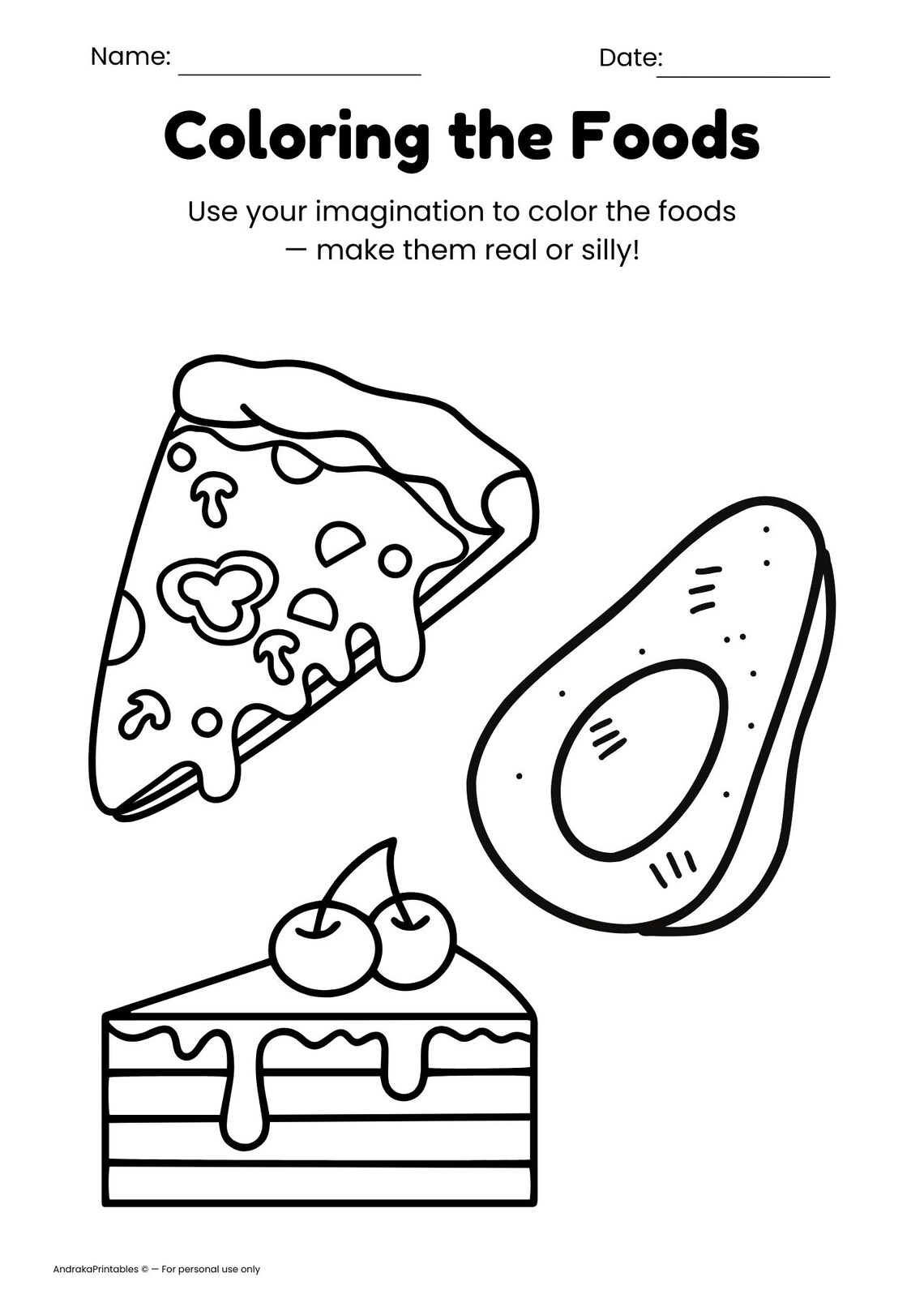 Food Matching Worksheets: Preschool & Kindergarten Learning Activities ...