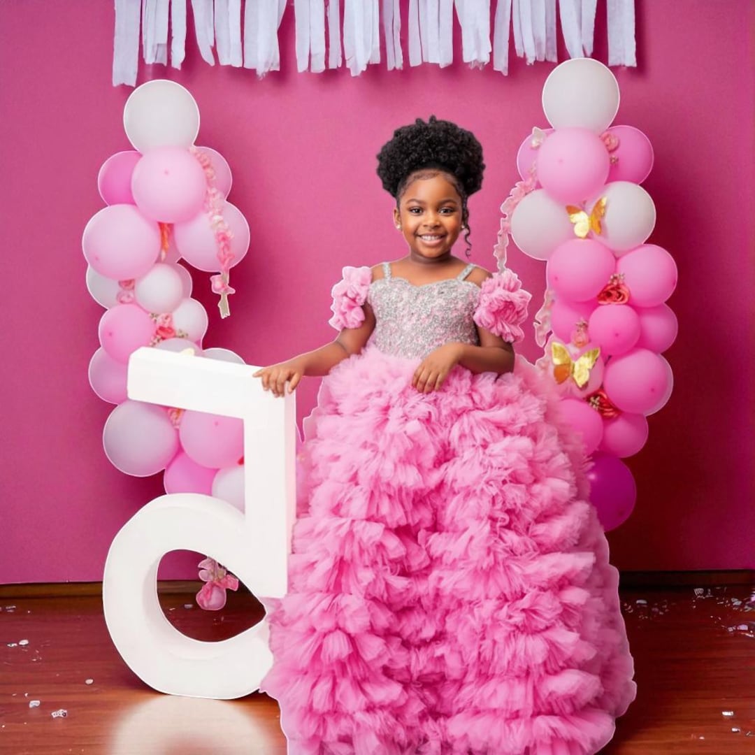 Custom Ruffled Princess Dress: Beaded Crystal Rhinestone Gown - Etsy