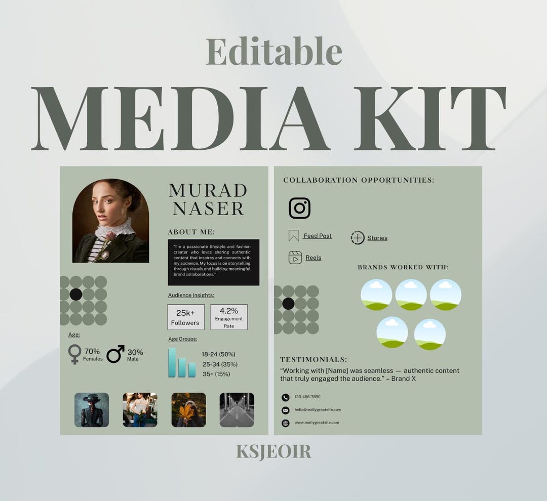 Social Media Kit Template for Influencers | Editable Canva Media Kit ...