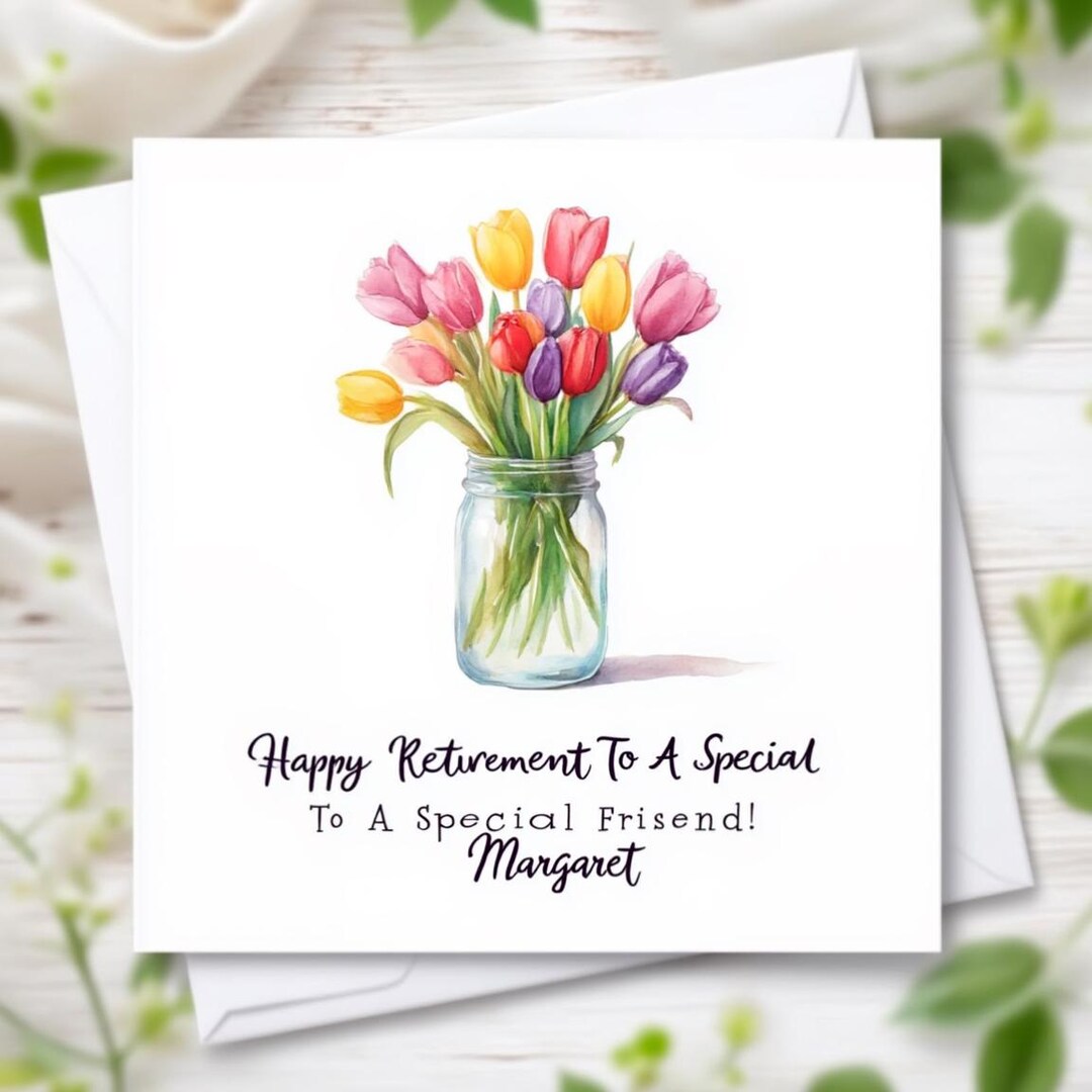 Personalized Retirement Card: Floral Congratulations & Good Luck - Etsy
