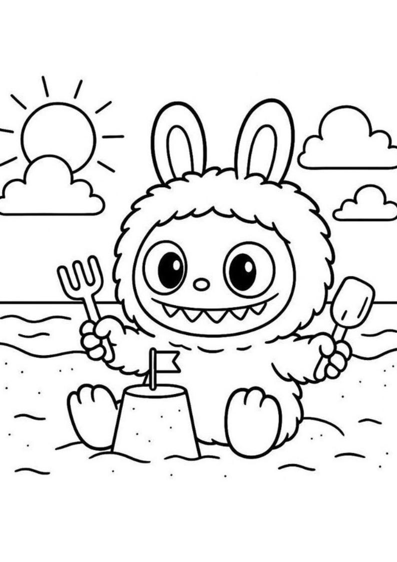 Labubu Coloring Book | Cute Digital Coloring Pages PDF | Fun Printable ...