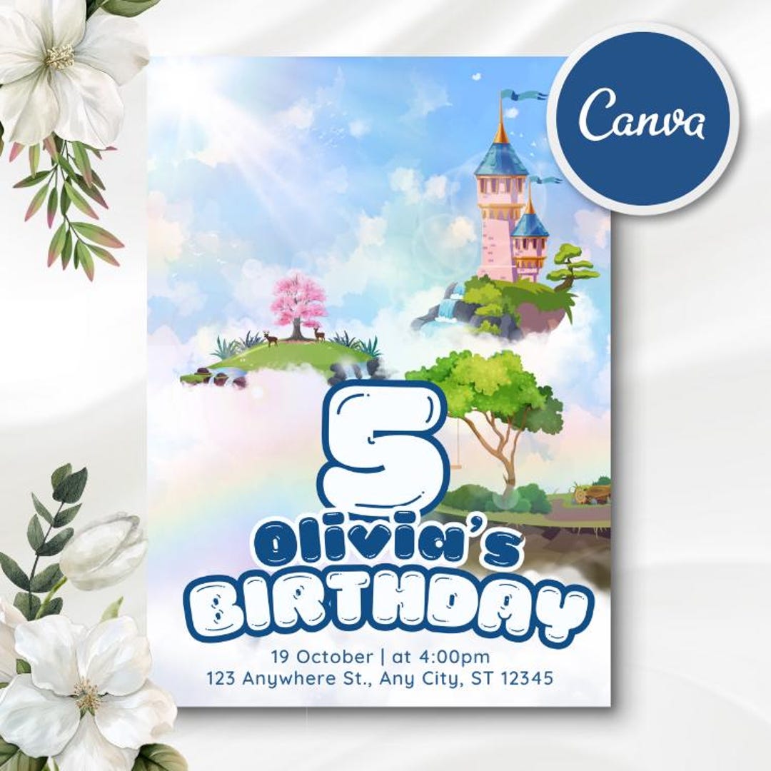 Sky Islands Birthday Invitation Template: Whimsical Fantasy Party ...