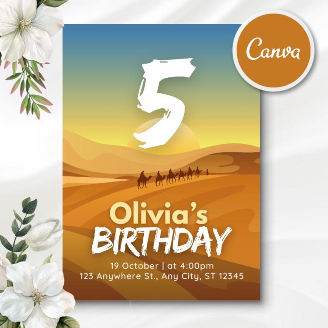 Desert Birthday Invitation | Kids Party Editable Template | Printable ...