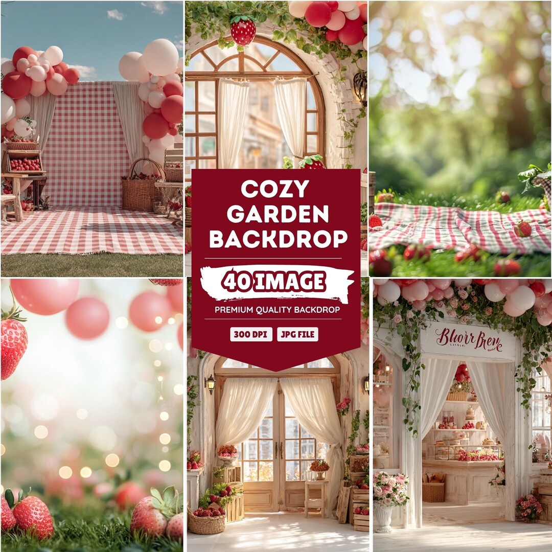 Strawberry Garden Backdrop – Cozy Picnic Scene for Spring Photography ...