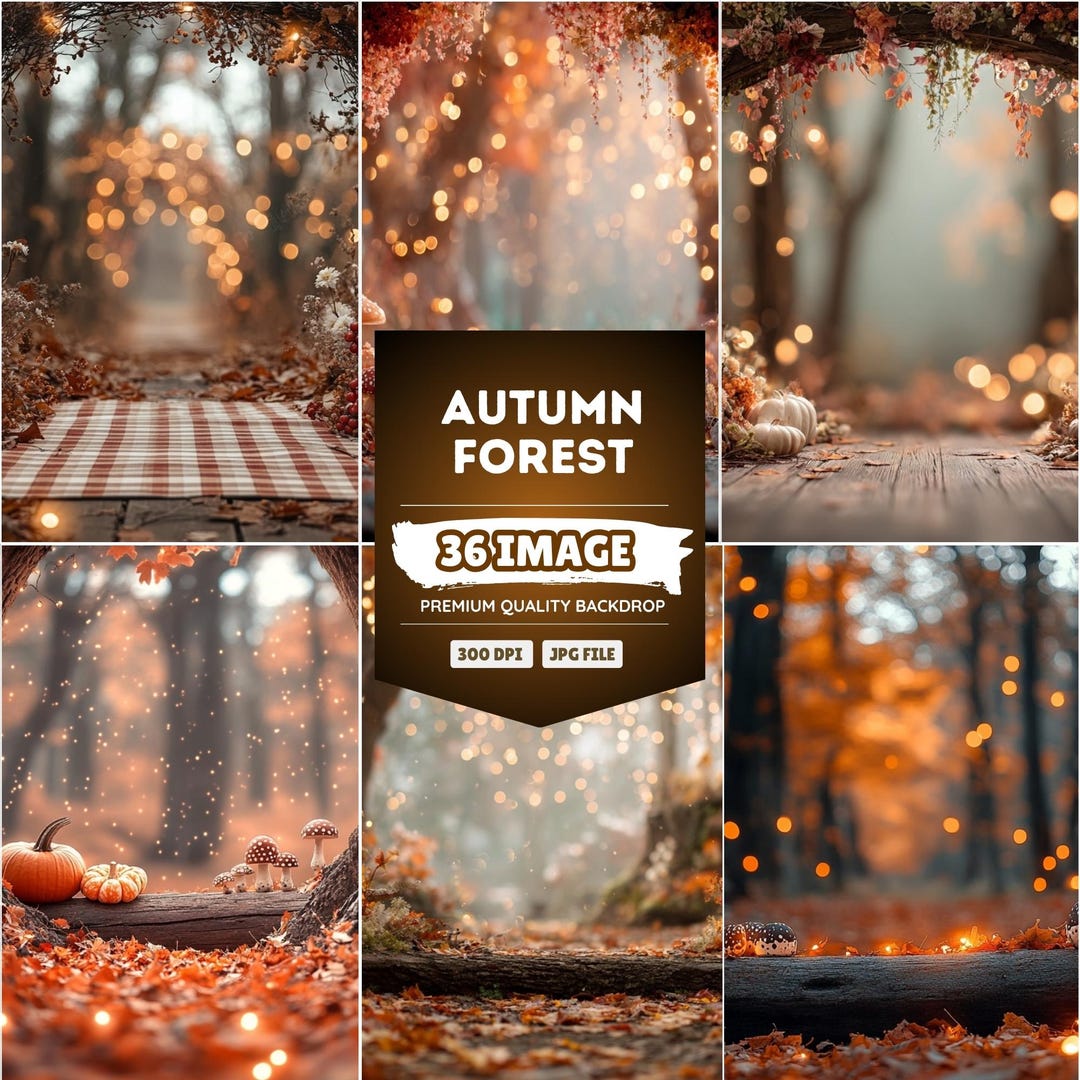 Autumn Digital Backdrop Bundle: Forest Photography Composites (300 DPI ...