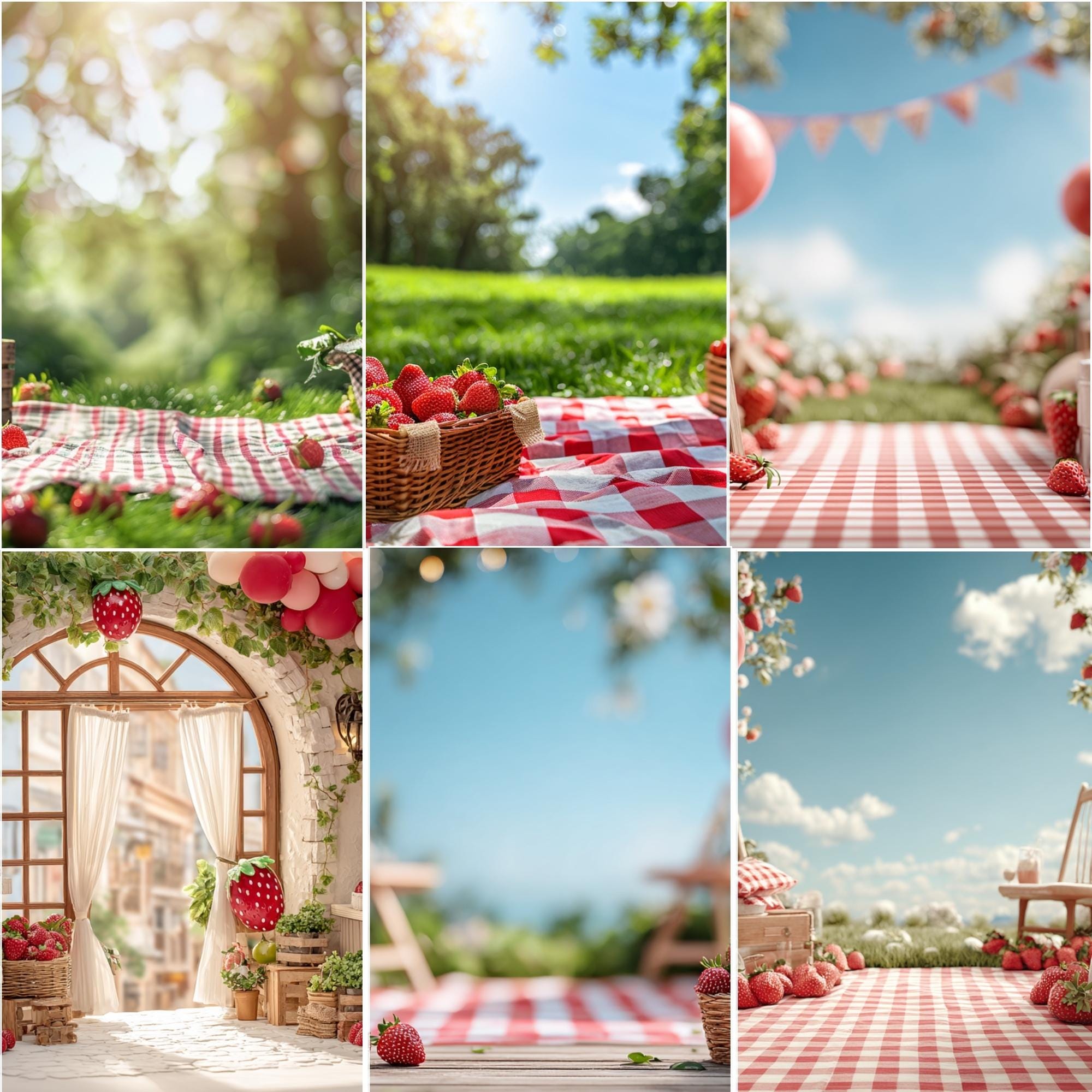 Strawberry Garden Backdrop – Cozy Picnic Scene for Spring Photography ...