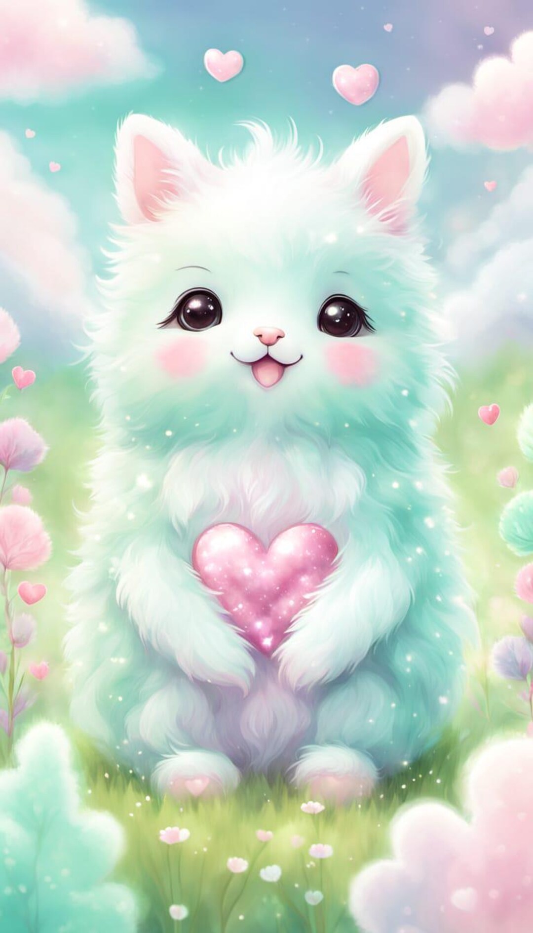 Instant Download, Kawaii, Cute Fluffy Baby Animal Lock Screen Art ...