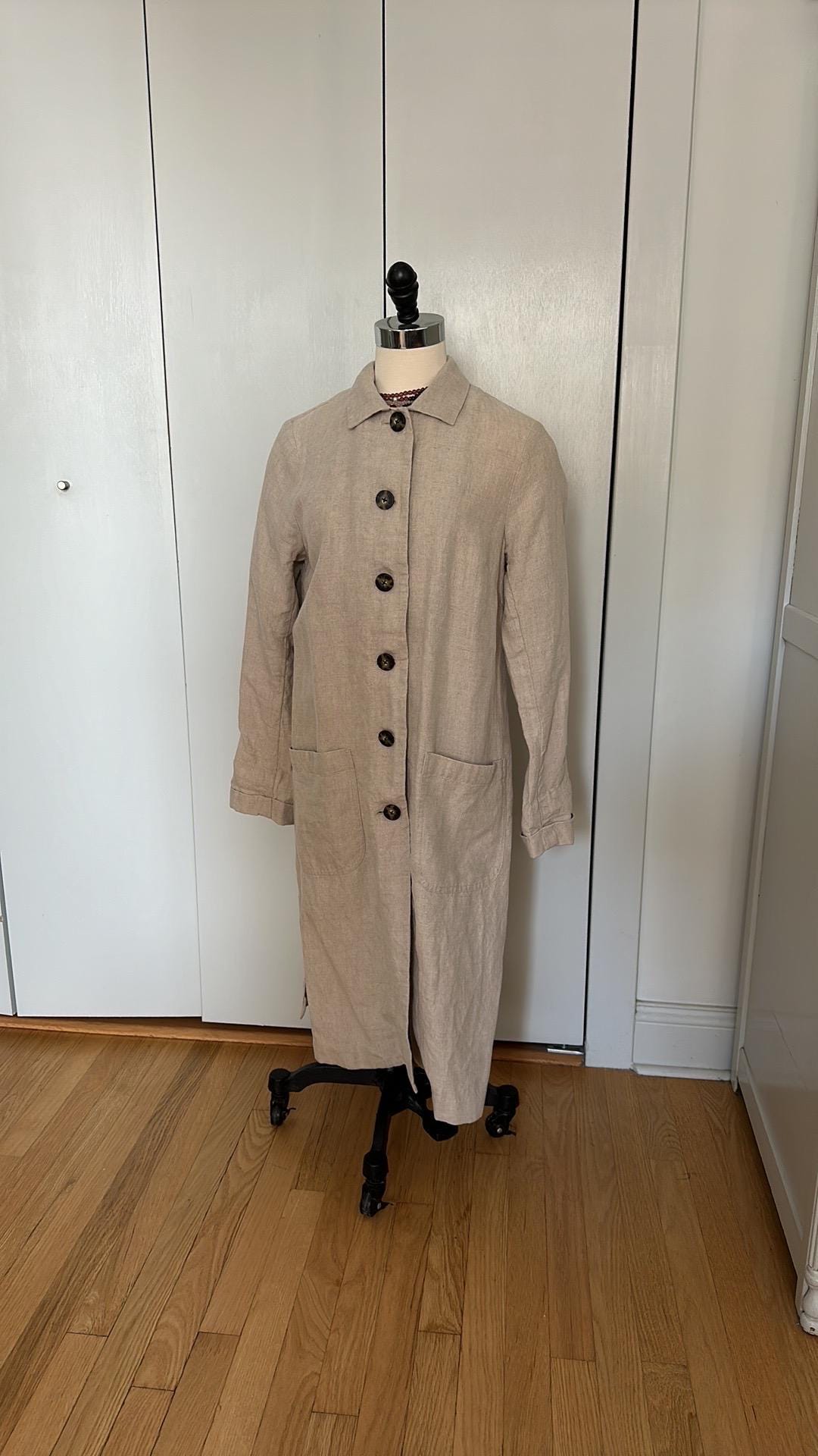 Vintage Long Natural Linen Dress / Duster Coat by J Jill - Etsy