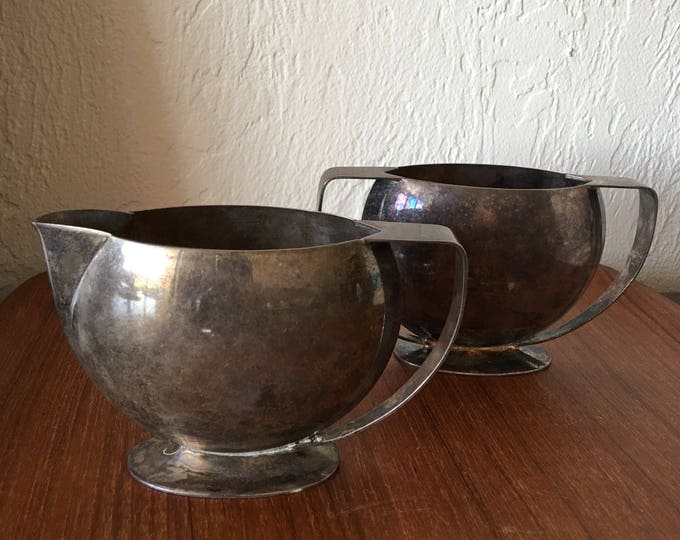 Vintage Napier Silver Plate Sugar Bowl and Creamer Set / Art Deco ...