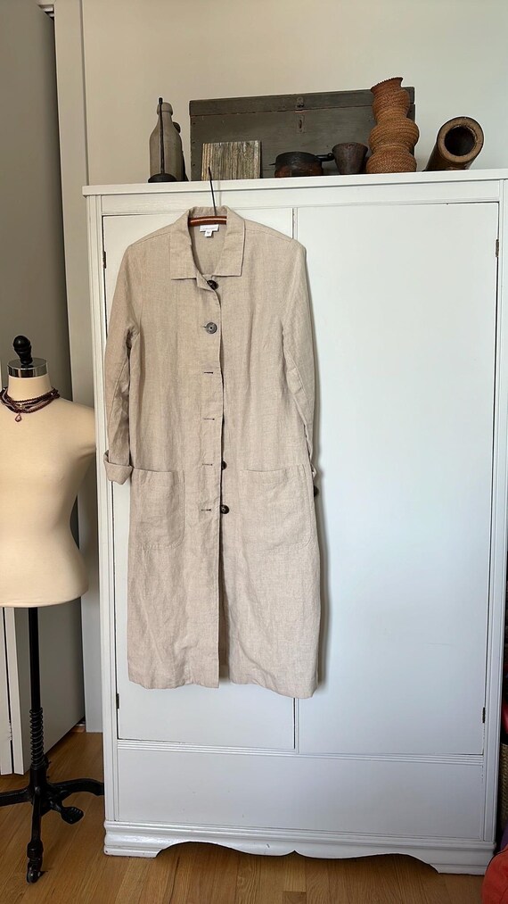 Vintage Long Natural Linen Dress / Duster Coat by J … - Gem