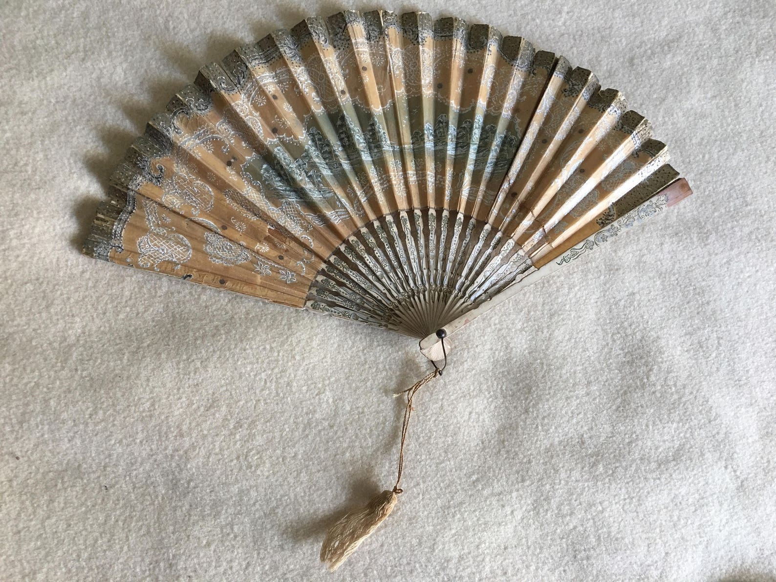 Antique French Paper Fan With Original Box - Etsy