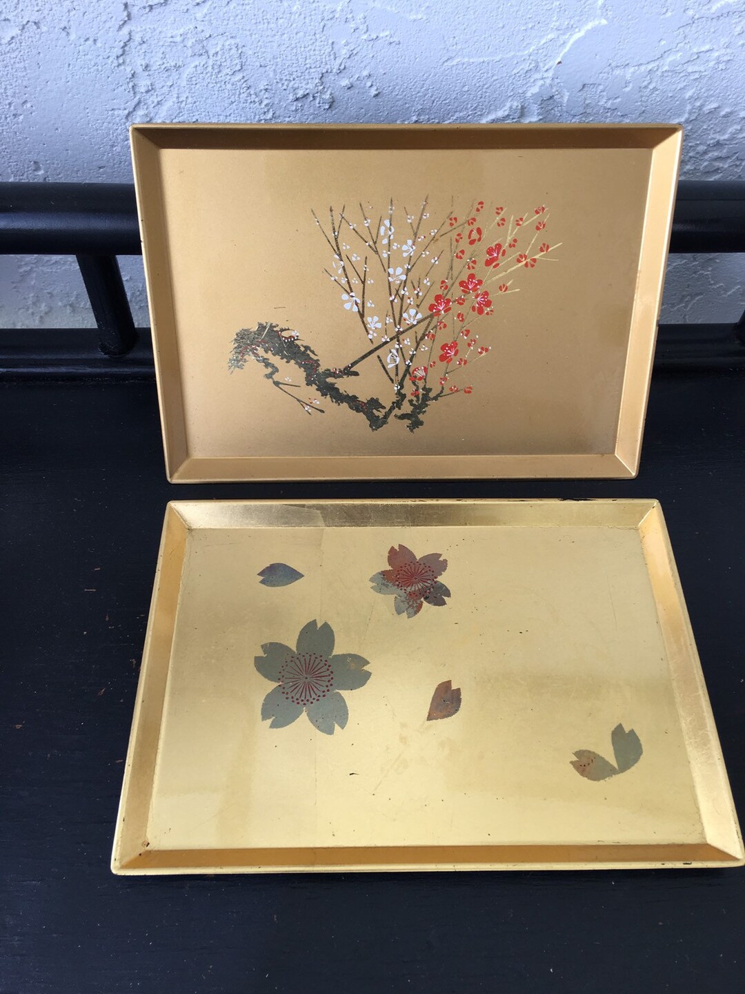 Small Vintage Gold Japanese Trays / Otagiri Original Set of Two Small ...