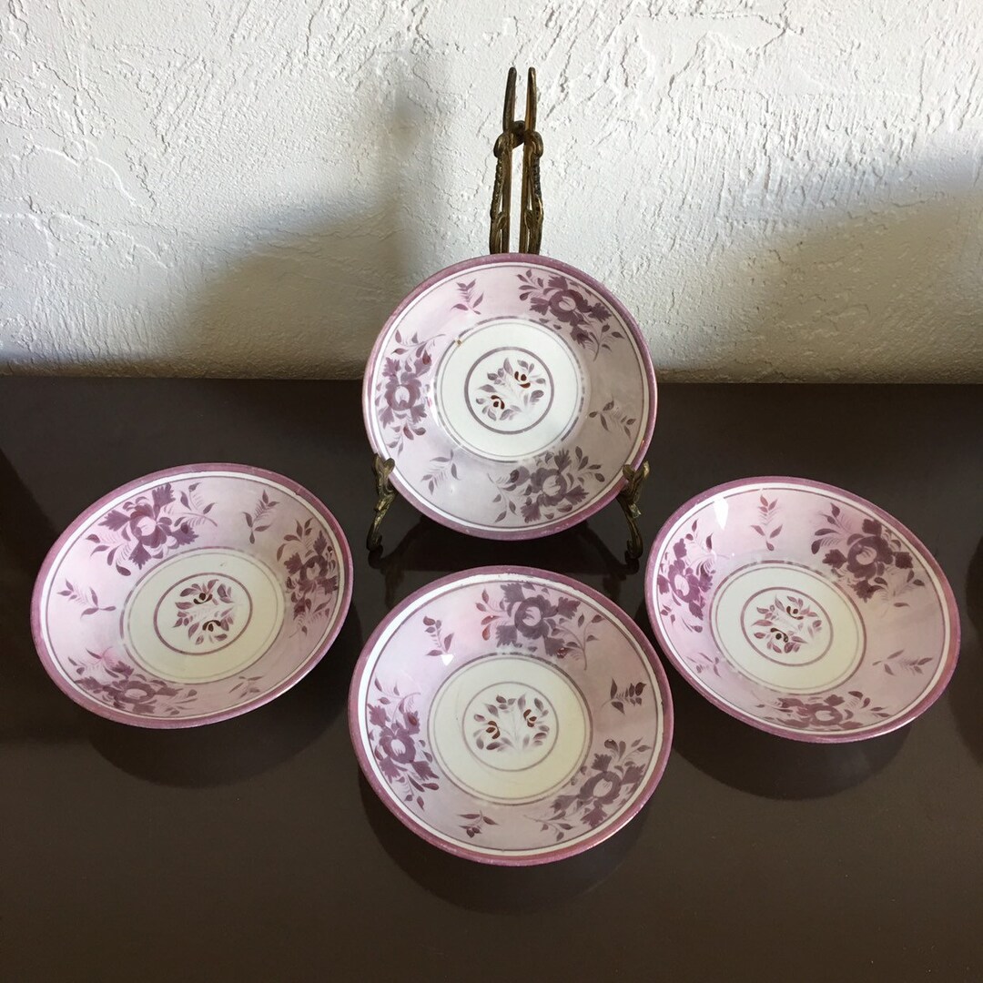 Antique Pink Lusterware Bowls / Small Luster Ware Bowls / 1800s Pink ...