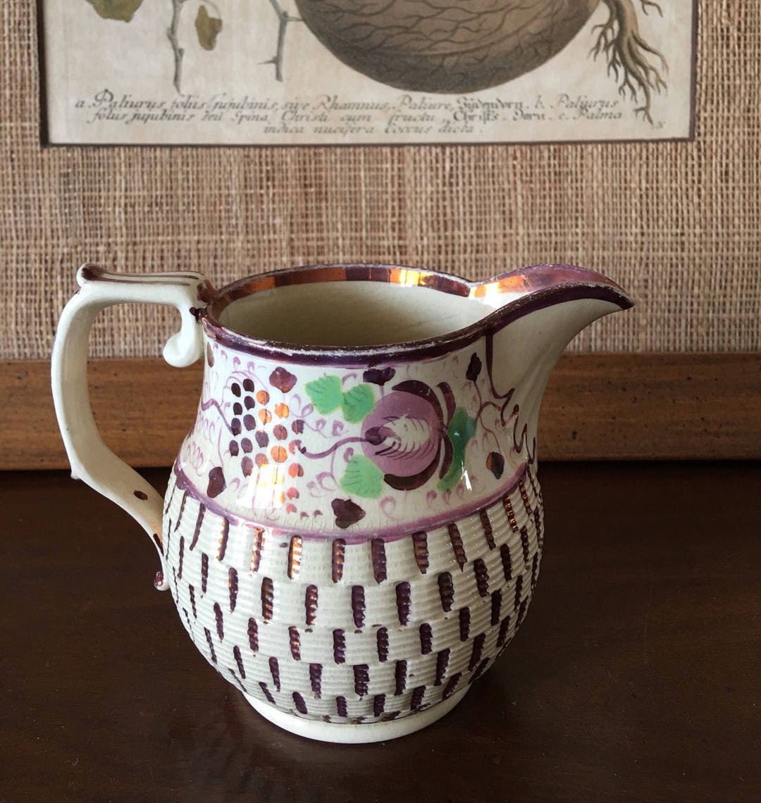 Antique Lusterware Creamer / Small Pitcher Beautifully Decorated ...