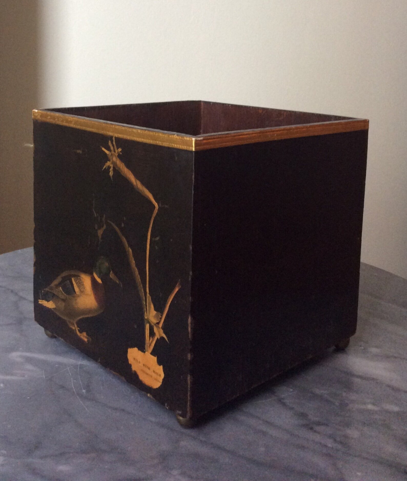 Antique Wooden Decoupaged Box With Male Wild Duck - Etsy