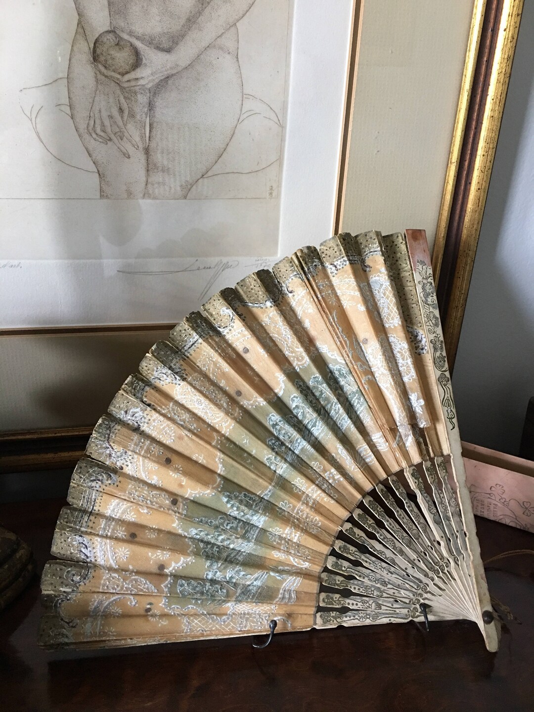 Antique French Paper Fan With Original Box - Etsy
