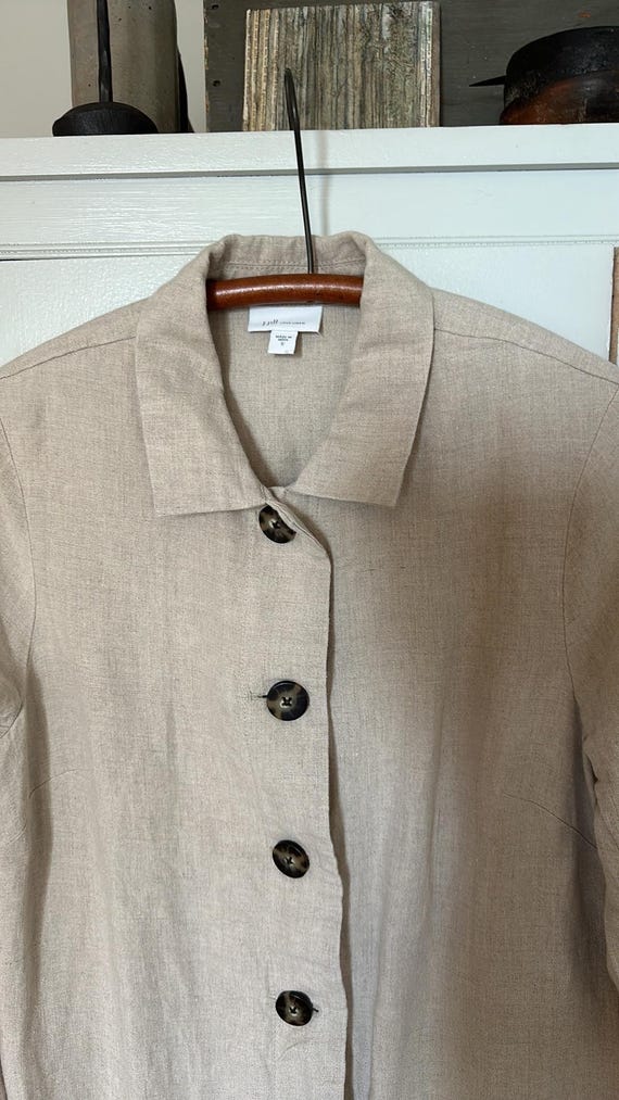 Vintage Long Natural Linen Dress / Duster Coat by J … - Gem