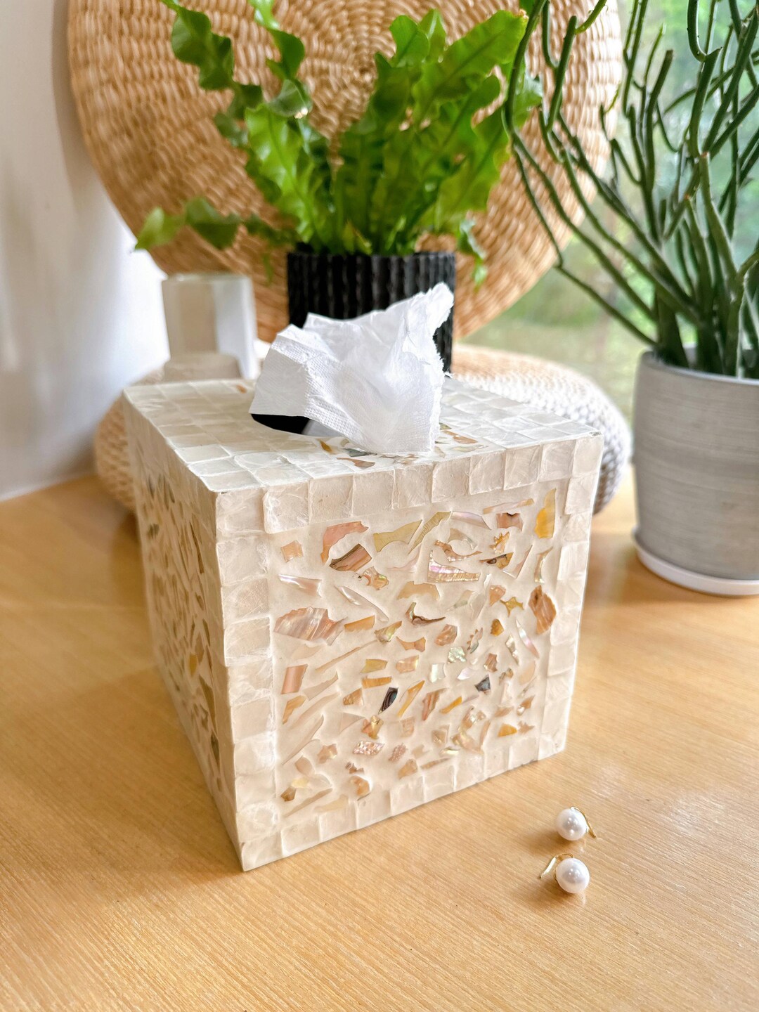 Mother of Pearl Tissue Box Cover: Square Inlaid Design，square Tissue ...