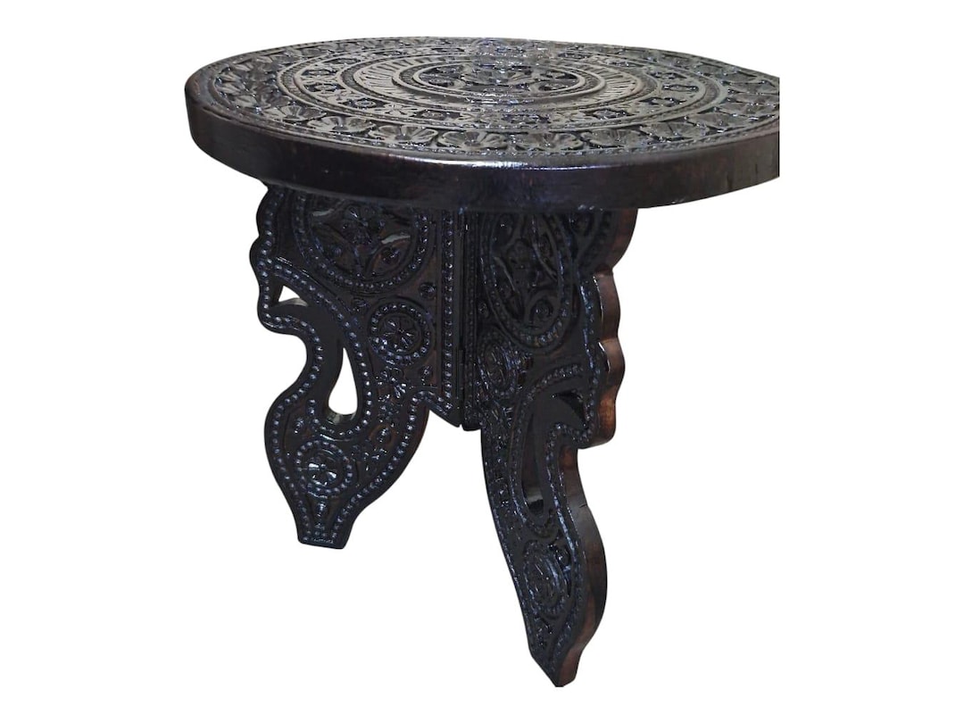 Carved Teak Wood Bedside Table: Indian End Table 20" - Etsy