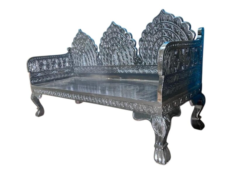 Carved Teak Wood Daybed: Mughal Indian Style Diwan - 72" Wide - Etsy