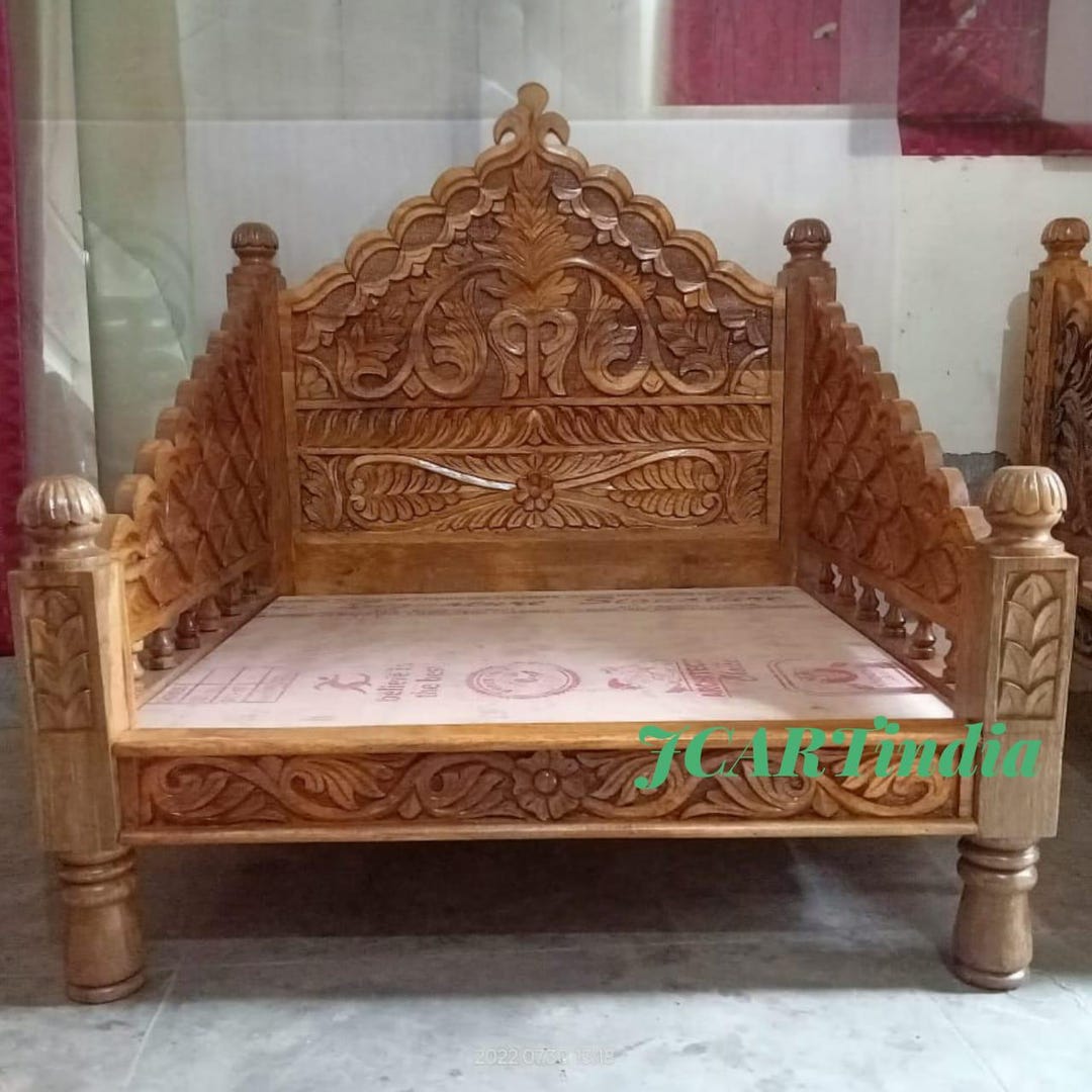 Leaf Carving Swing Chair | Wooden Chair | Indian Jhoola - Etsy