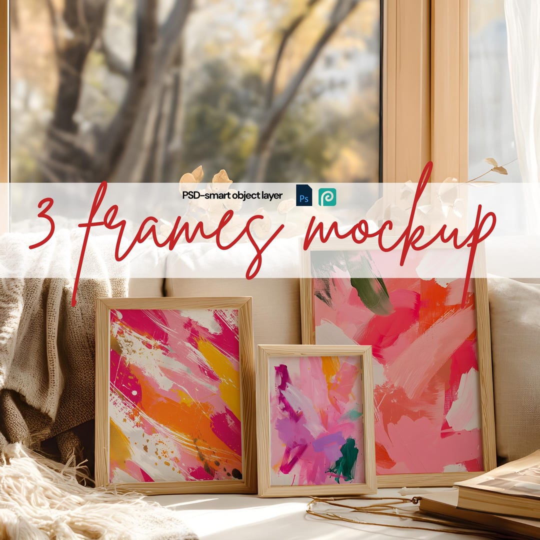 Set of 3 Frames Vertical Living Room Boho Poster Print Wall Art Mockup ...