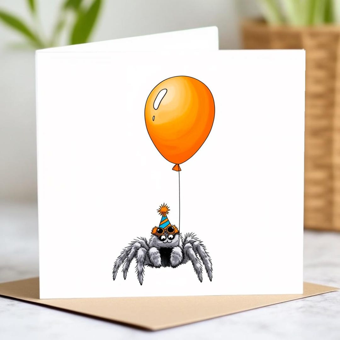 Spider Birthday Card // Cute Animal Art Card // Eco-friendly Birthday ...