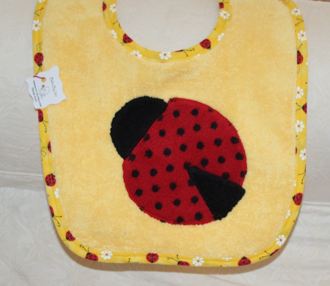 Ladybug Baby Girl Baby Bib With a Red or Pink Ladybug for Baby Girl ...