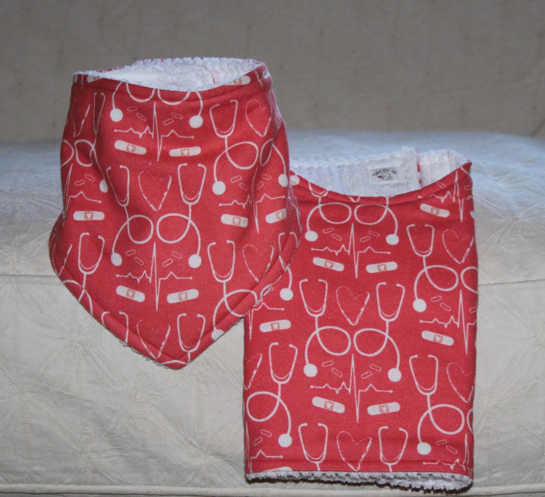 Nurse Baby Gift: Flannel Bandana Bib & Burp Cloth Set - Etsy