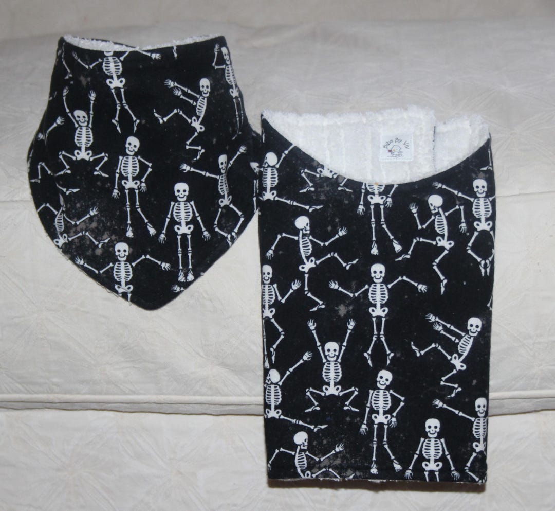 Skeleton Baby Bandana Bib and Baby Skelton Burp Cloth With Dancing ...