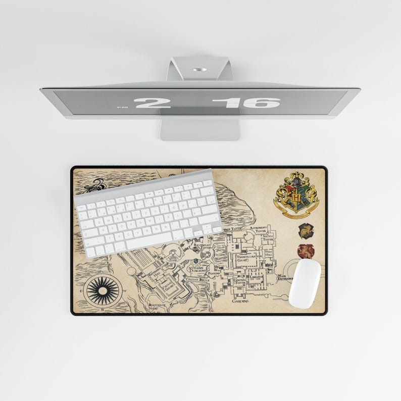 Fantasy Wizard Map Desk Mat | Vintage Style Castle Village Canvas ...