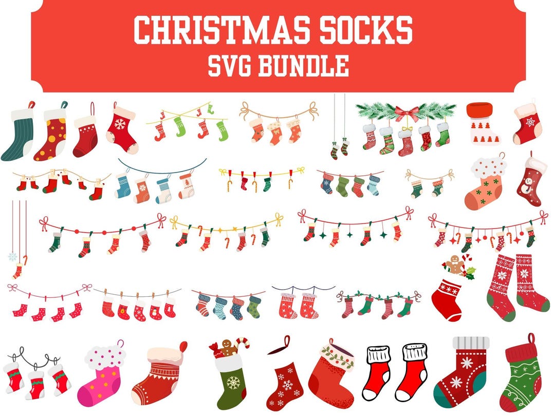 Christmas Socks SVG Bundle,christmas Svg Files,christmas Stocking ...