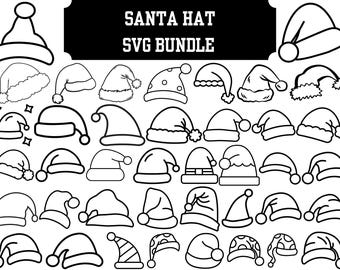 Santa Hat SVG Bundle: Christmas Clip Art, Silhouette Cut Files (digital ...