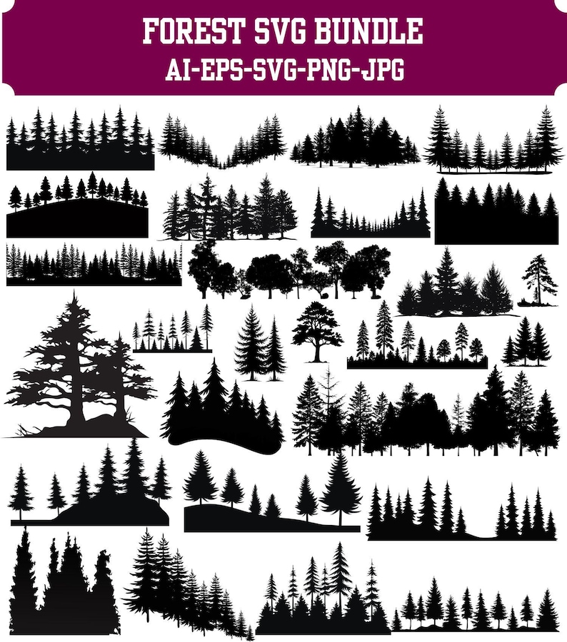 Forest Landscape SVG Bundle: Rustic Nature Vector Cut Files (digital ...