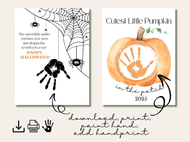 Halloween Handprint Art, Spider Handprint Art, Pumpkin Handprint Art ...