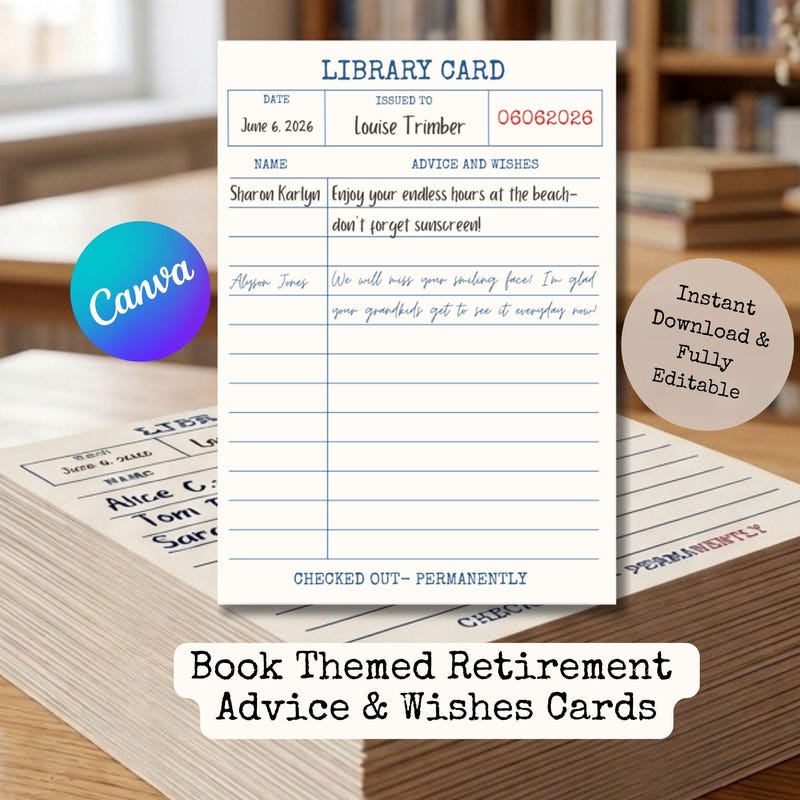 Retirement Library Cards - Etsy