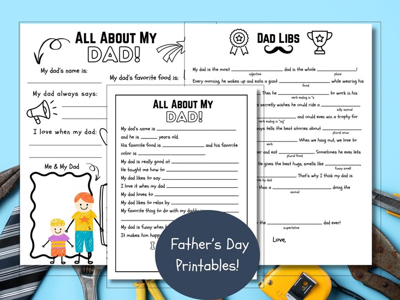 Father's Day Gift Printable: All About My Dad Activity, Father's Day ...