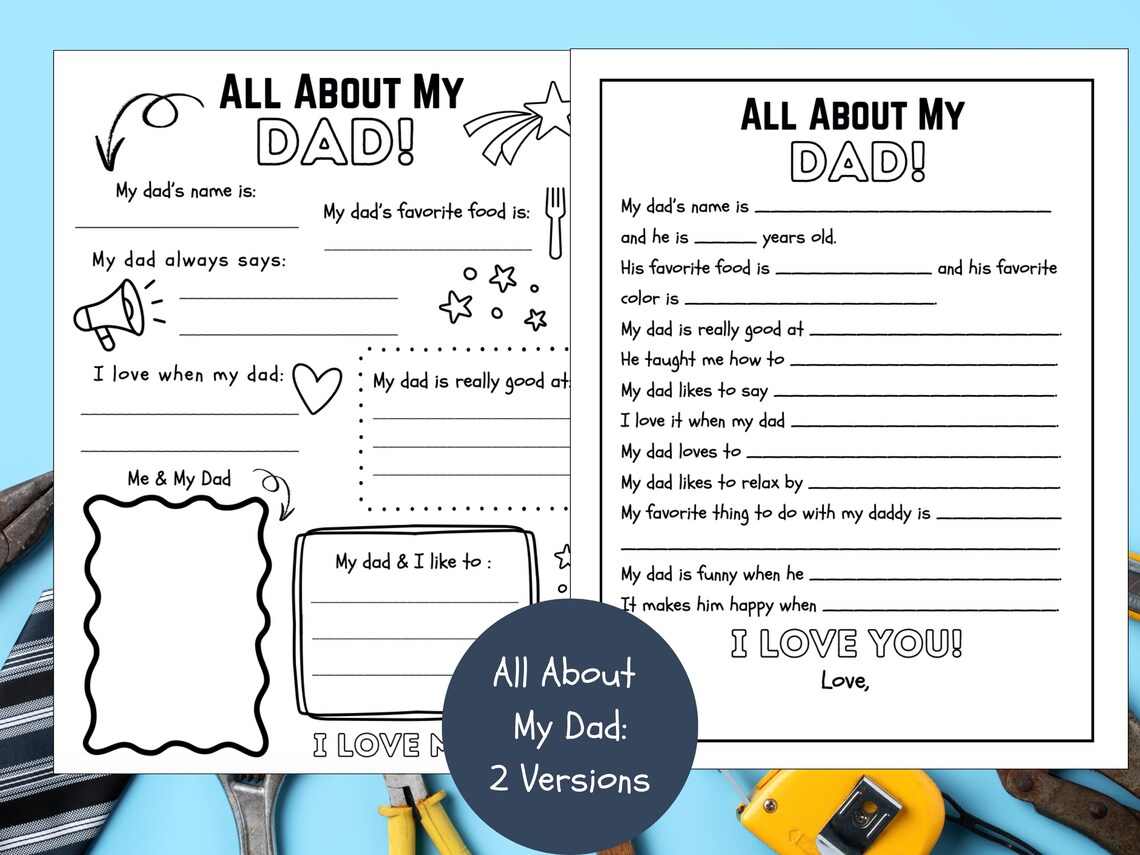 Father's Day Gift Printable: All About My Dad Activity, Father's Day ...