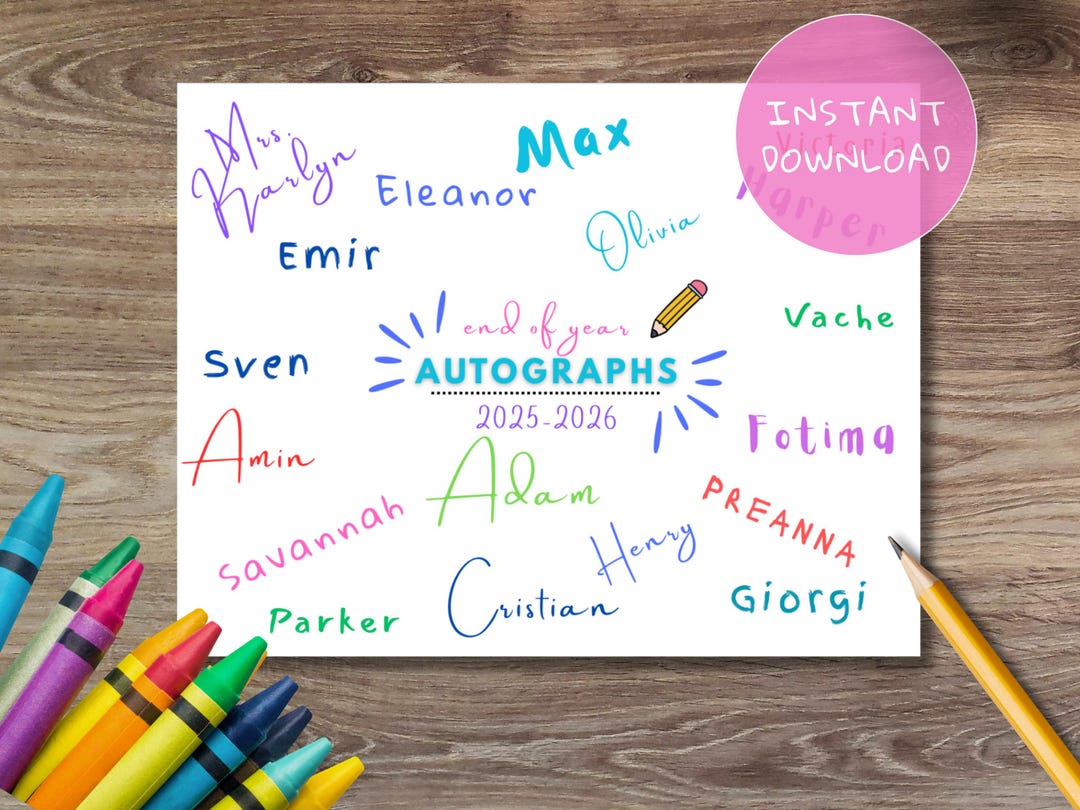 End of Year Autograph Page: School Keepsake Printable (PDF Download) - Etsy