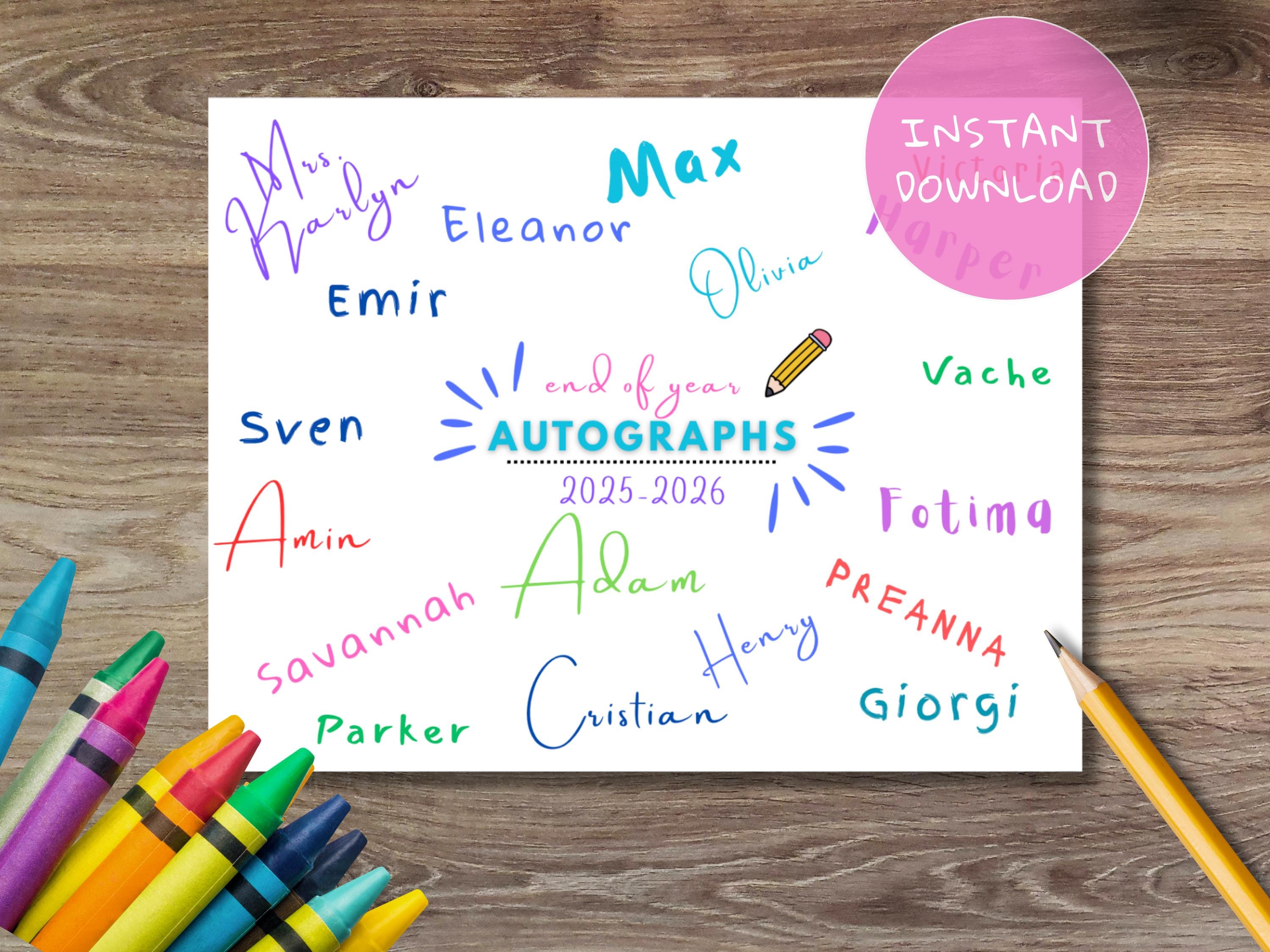 End of Year Autograph Page: School Keepsake Printable (PDF Download) - Etsy