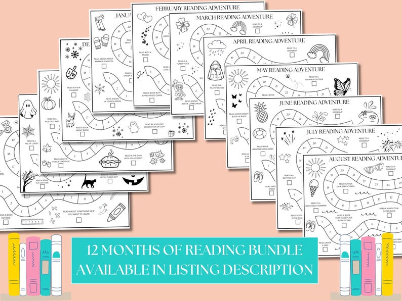 January Reading Challenge: Fun Printable Reading Game, Monthly Reading ...
