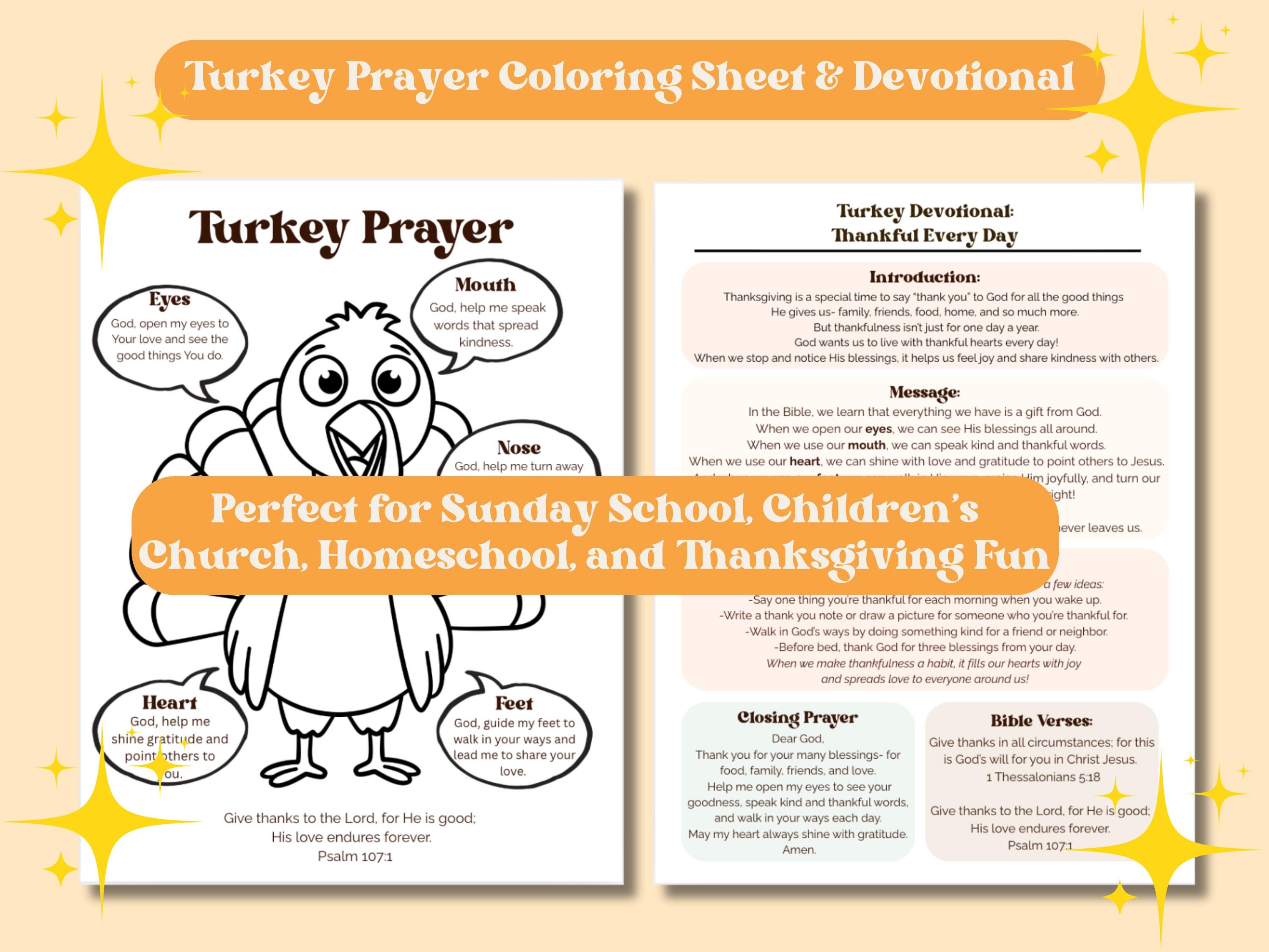 Turkey Prayer Craft, Christian Thanksgiving Craft, Sunday School ...